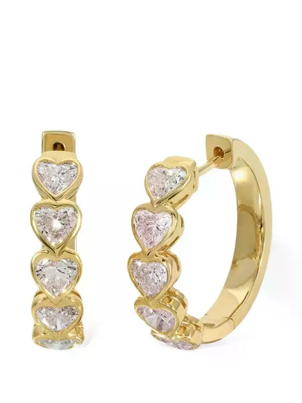 ANITA KO Medium Heart Diamond Hoop Earrings - Gold