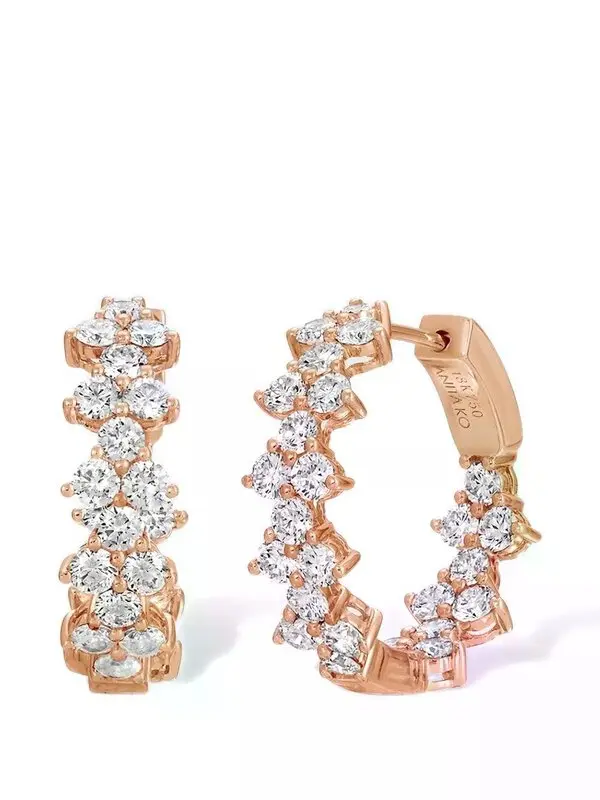 ANITA KO Triangle Eternity Diamond Hoop Earrings - Pink