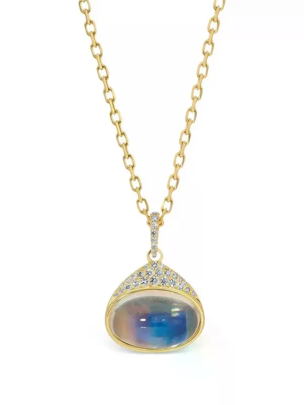 ANITA KO Moonstone And Diamond Oval Pendant - Gold