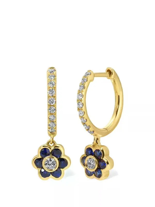 ANITA KO Flora Diamond And Sapphire Drop Earrings - Gold