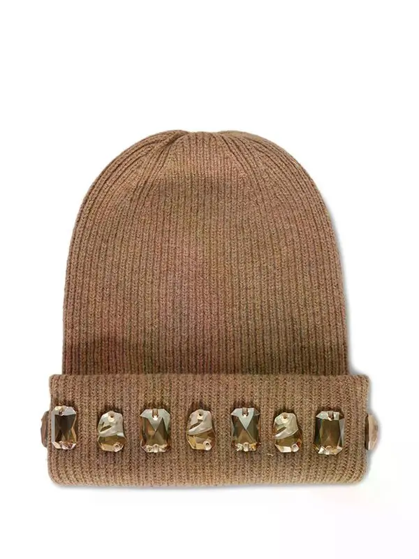 MELROSE HIGH Relic Embellished Beanie - Neutrals