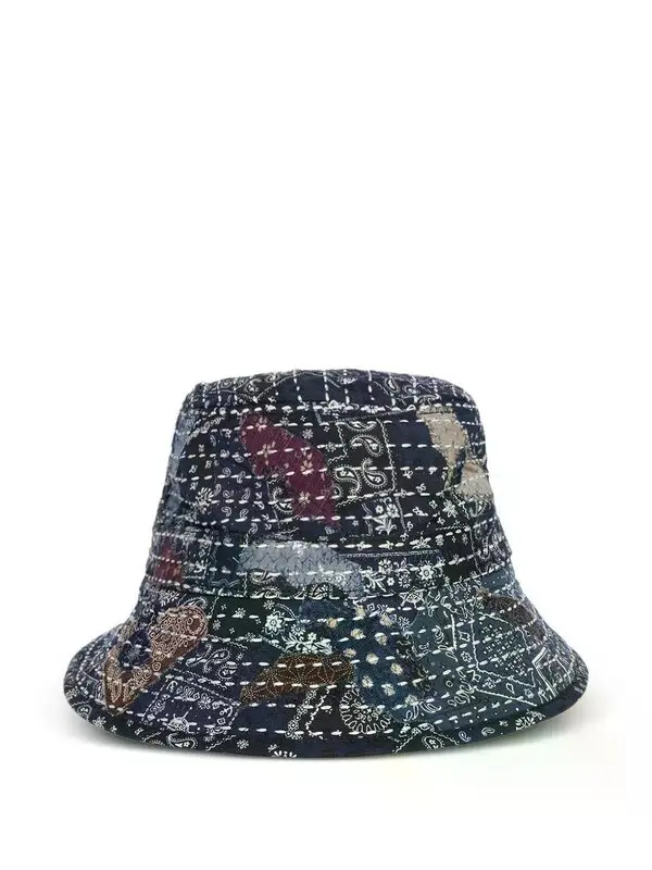 PARIS LAUNDRY Patchwork Boro Bucket Hat - Blue