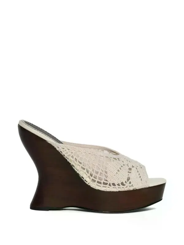 Magda Butrym Crochet Wedge Sandals - Neutrals