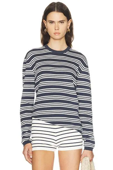 EAVES Cydnee Striped Oversized Sweater - Navy Multi