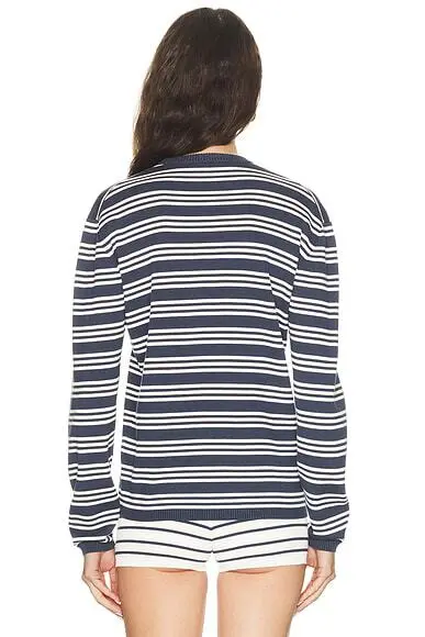 EAVES Cydnee Striped Oversized Sweater - Navy Multi
