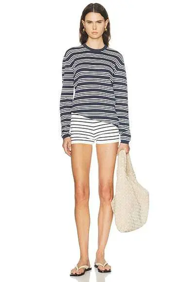 EAVES Cydnee Striped Oversized Sweater - Navy Multi