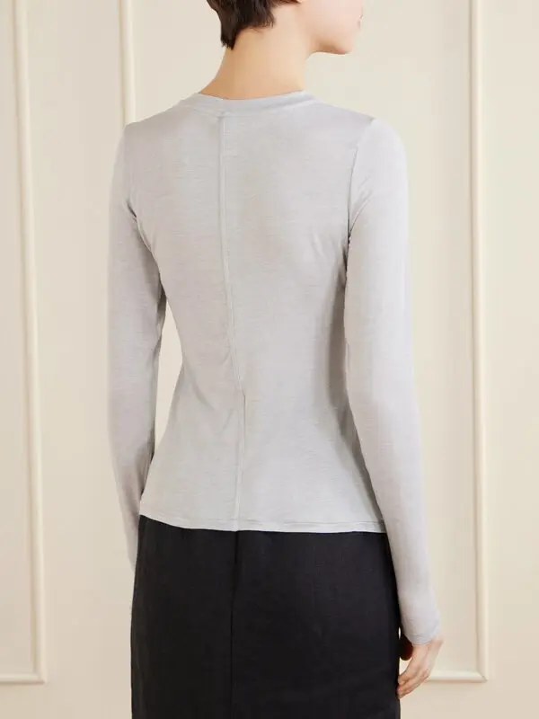 SKIMS Long Sleeve Stretch-modal And Cashmere-blend Henley Top - Gray
