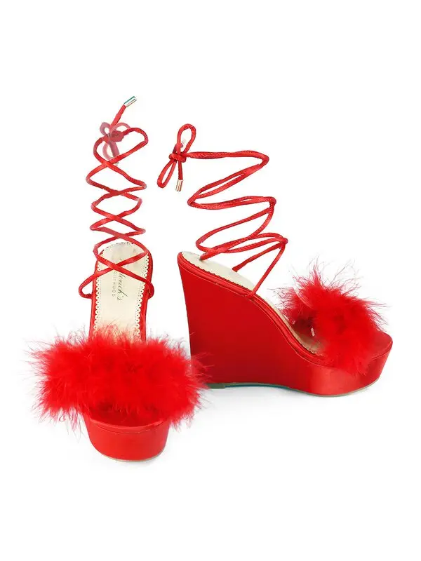 Frederick's Of Hollywood Adriana Feather Wedge - Red