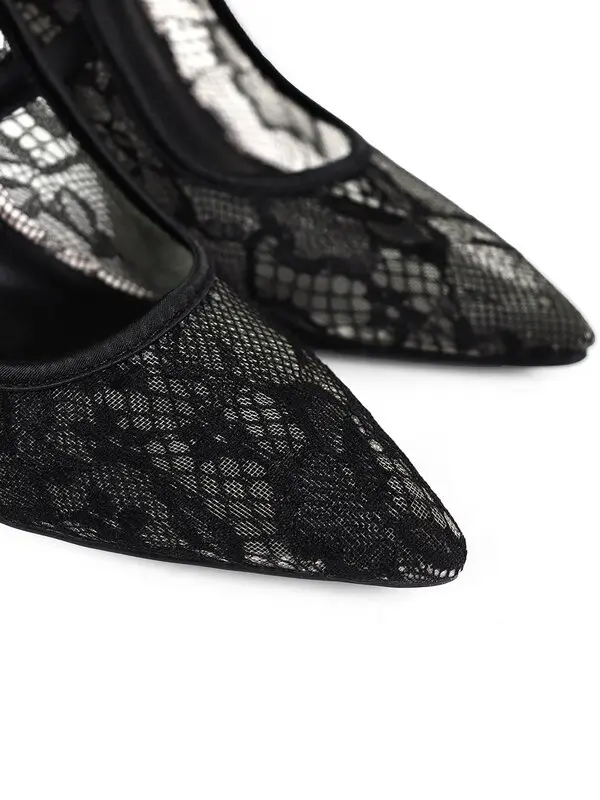 Frederick's Of Hollywood Danielle Pointed-toe Lace Pump - Black