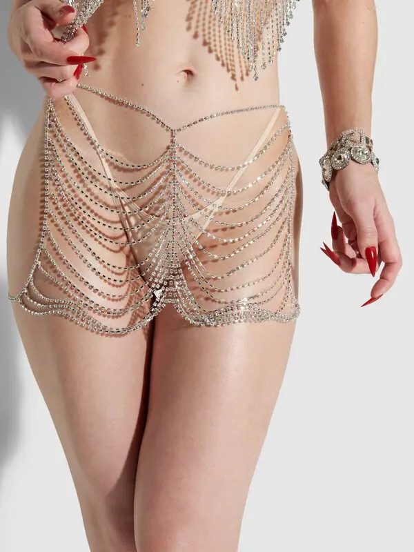 Frederick's Of Hollywood Ziggy Draped Rhinestone Skirt