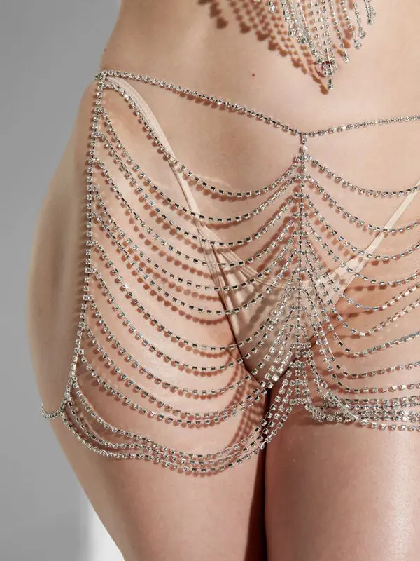 Frederick's Of Hollywood Ziggy Draped Rhinestone Skirt