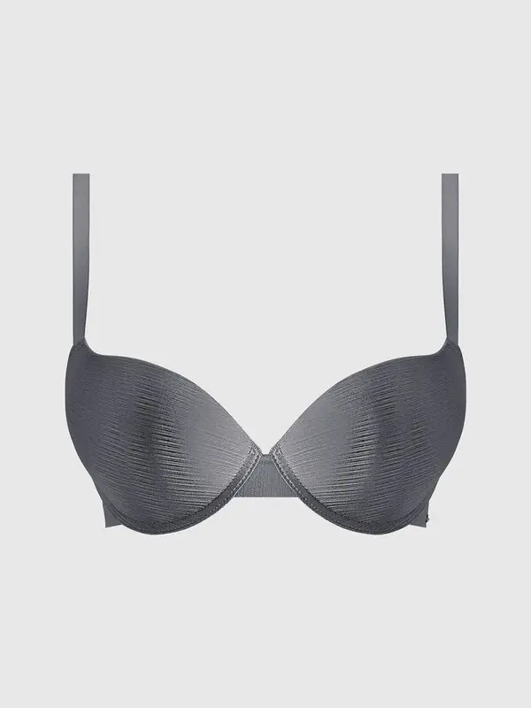 Frederick's Of Hollywood Mira Shimmer Micro Push Up T-shirt Bra - Grey Matter