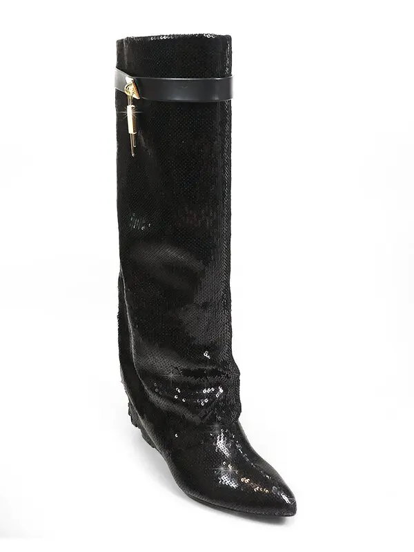 Frederick's Of Hollywood Maria Drape Over-the-knee Wedge Boots