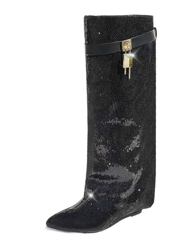 Frederick's Of Hollywood Maria Drape Over-the-knee Wedge Boots
