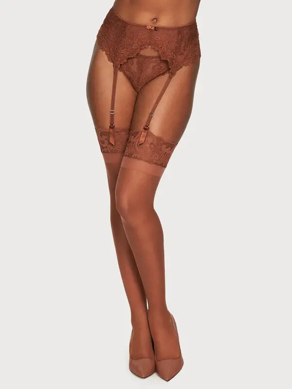 Frederick's Of Hollywood Emmy Scalloped Lace Thigh High Stockings - Coco