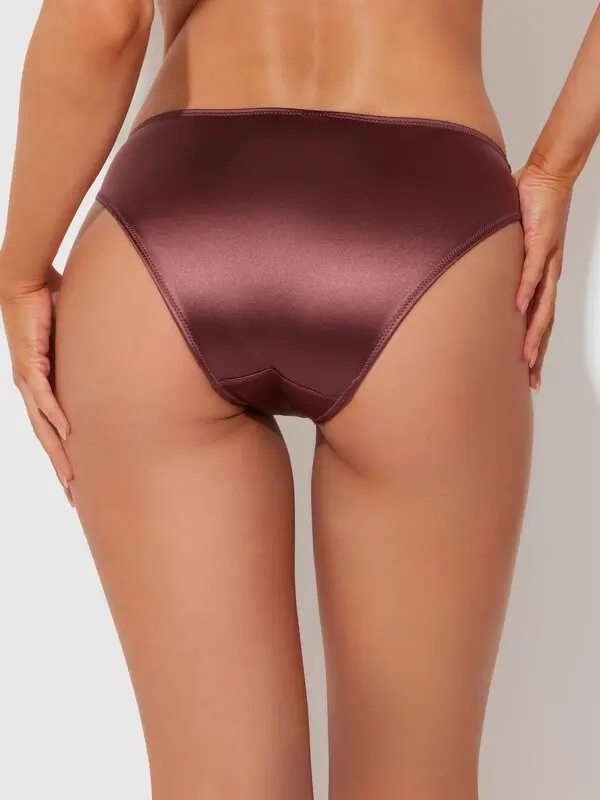 Frederick's Of Hollywood Lexi Liquid Satin Hipster - Chocolate