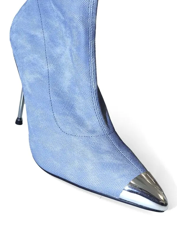 Frederick's Of Hollywood Una Thigh High Boots - Washed Denim
