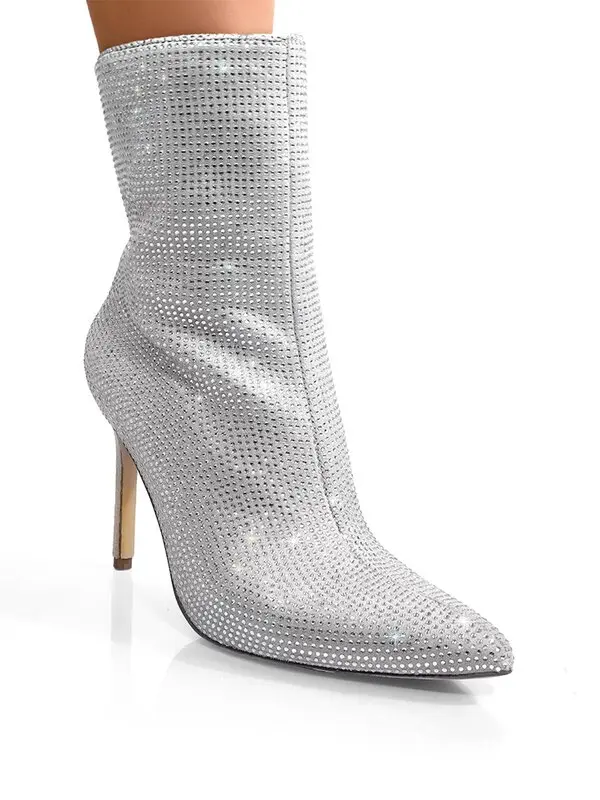 Frederick's Of Hollywood Nadia Rhinestone Boot - Silver