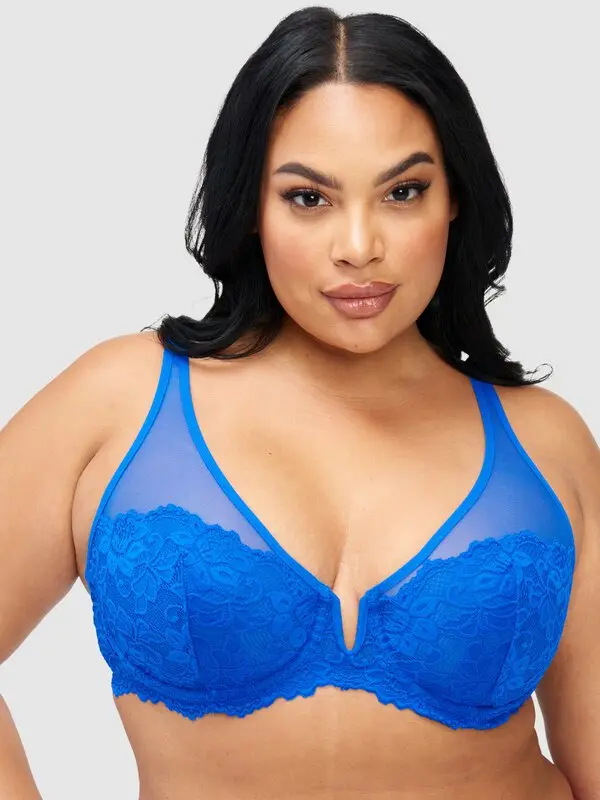 Frederick's Of Hollywood Jessica Lace Full Figure Bra - Princess Blue
