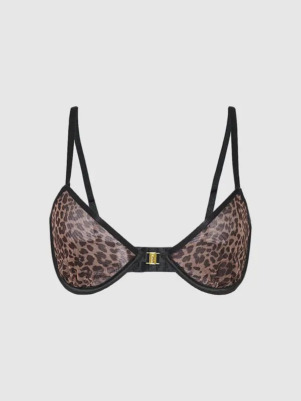 Frederick's Of Hollywood Alanza Ultra Fine Mesh Bra - Leopard