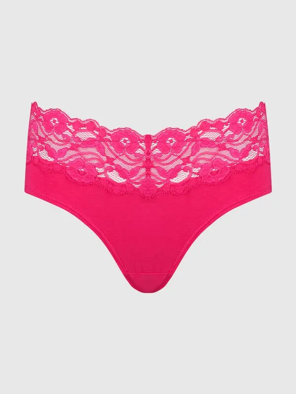 Frederick's Of Hollywood Bridget Cotton & Lace Hipster - Pink Dragon