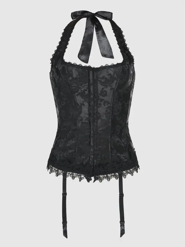 Frederick's Of Hollywood Hollywood Dream Halter Corset - Black