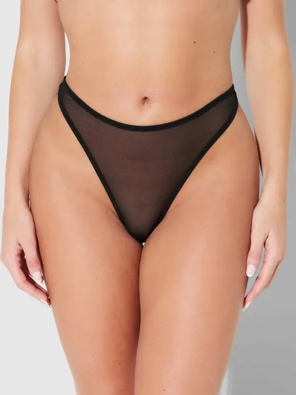 Frederick's Of Hollywood Vivienne Open Crotch Mesh Hipster - Black
