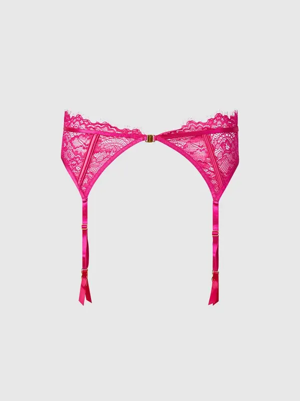 Frederick's Of Hollywood Neev Lace Garter Belt - Pink Dragon