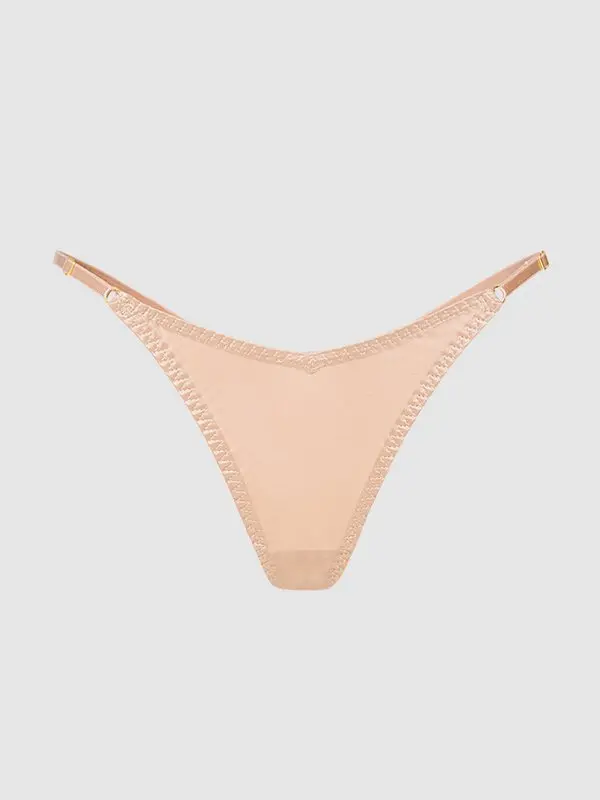 Frederick's Of Hollywood Rising Star Liquid Satin Thong - Sirocco
