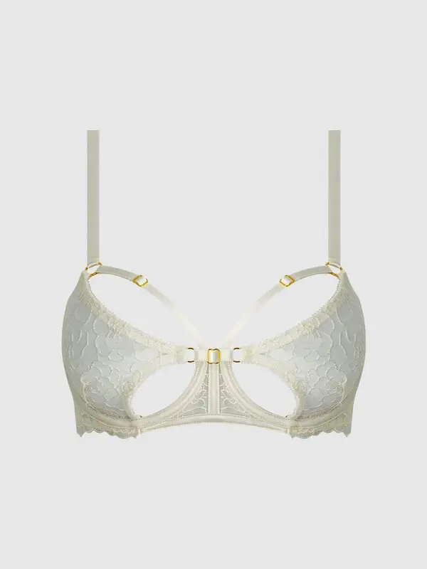 Frederick's Of Hollywood Melrose Strappy Cutout Bra - Pearl Ivory