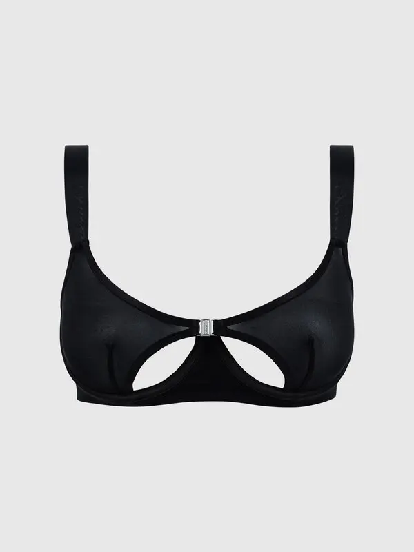 Frederick's Of Hollywood Pia Unlined Cutout Mesh Bra - Black