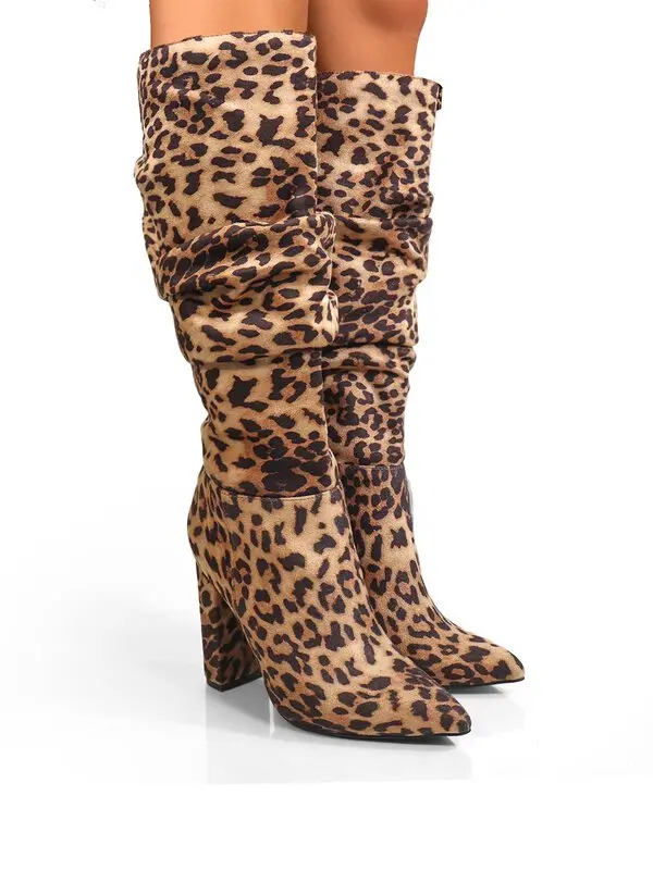 Frederick's Of Hollywood Leanne Slouchy Boots - Leopard