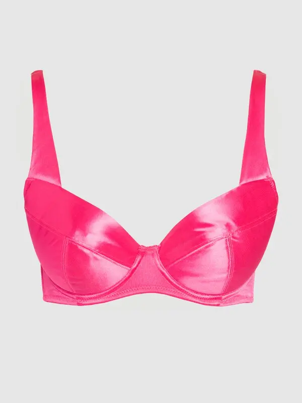 Frederick's Of Hollywood Va Va Voom Satin Full Figure Push Up Bra - Pink Dragon