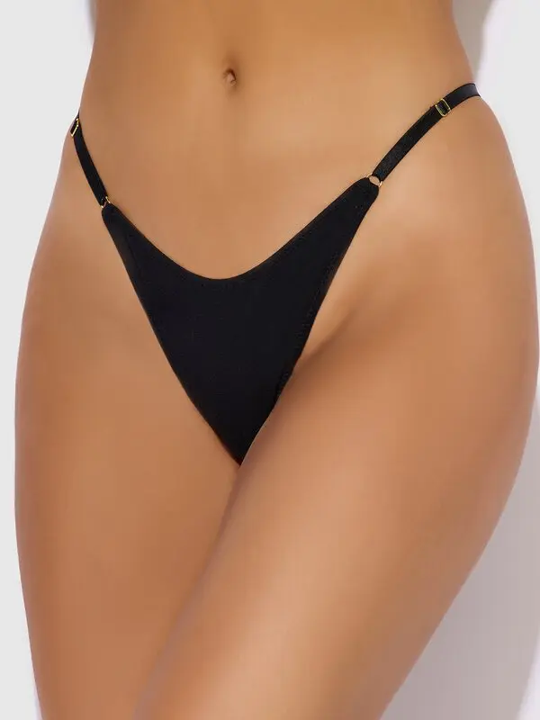 Frederick's Of Hollywood Bailey Stretch Cotton Thong - Black