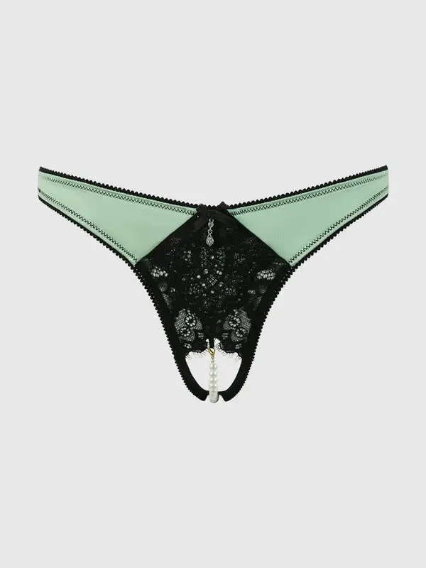 Frederick's Of Hollywood Lexi Lace Hipster - Regal Mint & Black