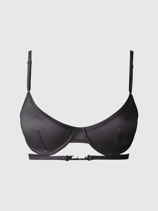Frederick's Of Hollywood Neev Oil Slick Logo Longline Bra - Graphite