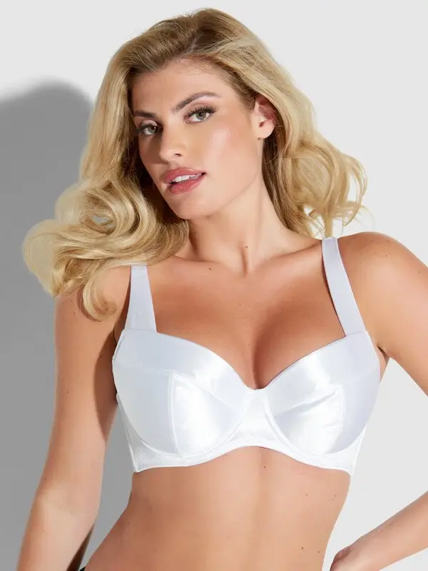 Frederick's Of Hollywood Va Va Voom Satin Full Figure Push Up Bra - White