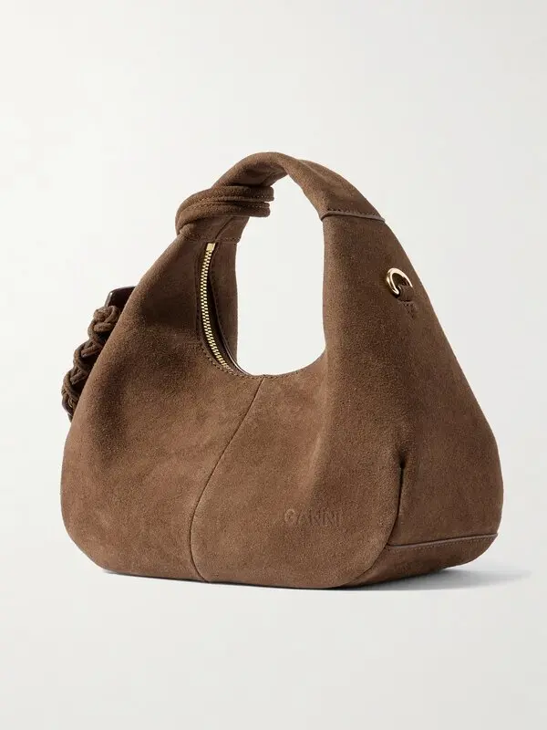 GANNI Recycled Suede Shoulder Bag - Brown