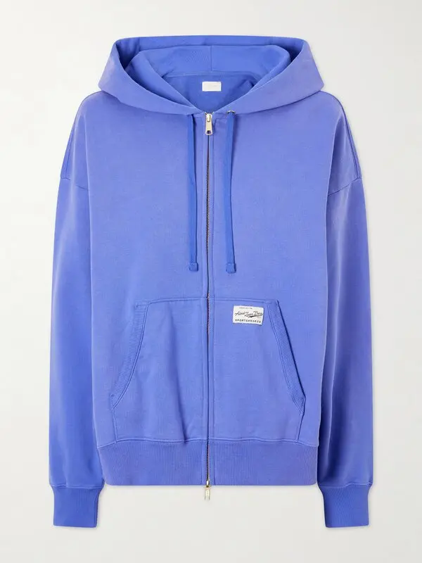 Aimé Leon Dore Appliquéd Cotton-jersey Hoodie - Blue