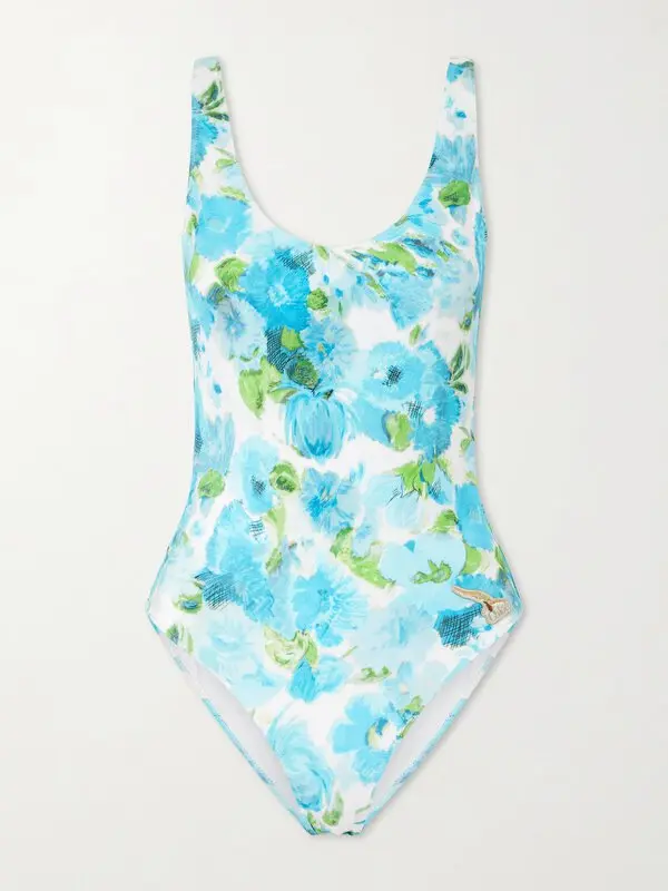 Chloé Floral-print One-piece Swimsuit - Blue