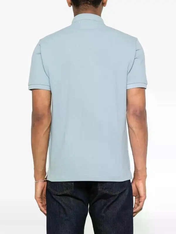 Stone Island Buttoned Logo-patch Polo Shirt - Blue