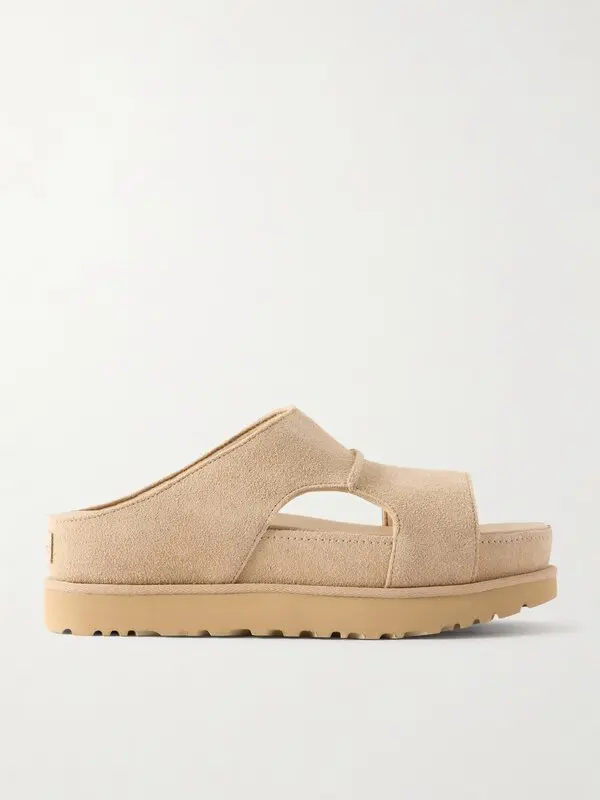 UGG Goldenstar Hi Cutout Suede Slides - Brown