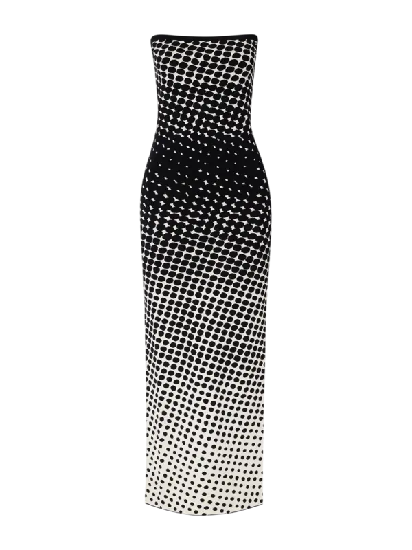 Christopher John Rogers Strapless Polka-dot Knitted Maxi Dress