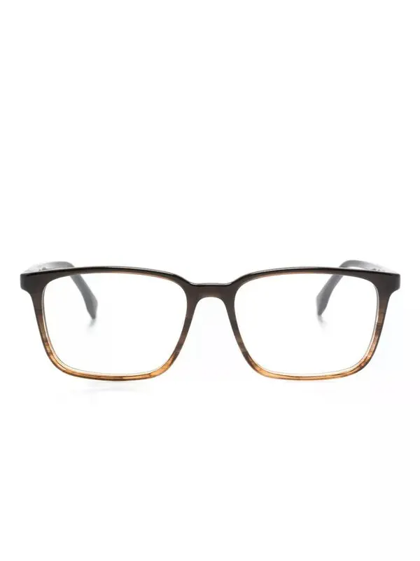 BOSS Logo-print Square-frame Glasses - Brown