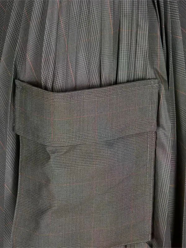 Sacai Glen Pleated Checked Midi Skirt