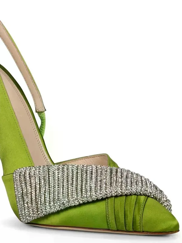 HIBOURAMA Embellished Slingback Pumps With Pointed Toe