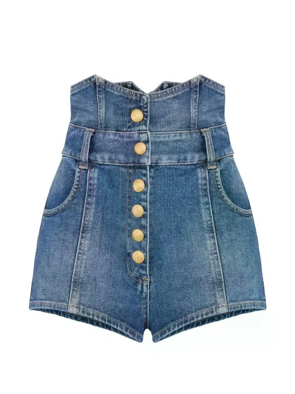 Elisabetta Franchi High-waisted Buttoned Denim Shorts
