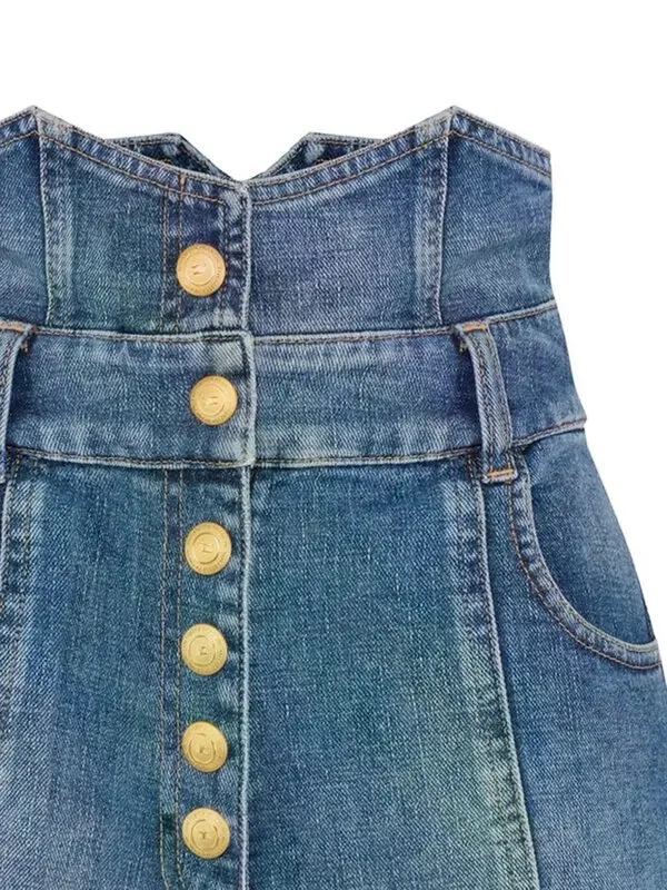 Elisabetta Franchi High-waisted Buttoned Denim Shorts