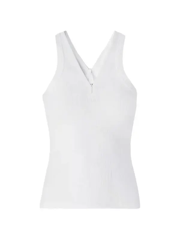 Pinko Ribbed V-neck Top - White