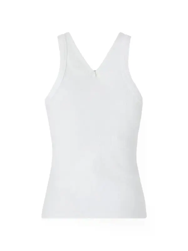 Pinko Ribbed V-neck Top - White